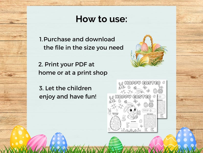 Easter Activity Placemat: Printable Coloring Page, Kids Games (PDF) - Etsy