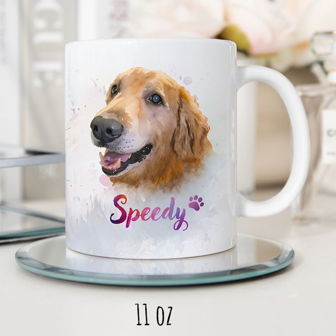 Custom Dog Mug Using Photo and Name Custom Watercolor Effect Pet Mug ...