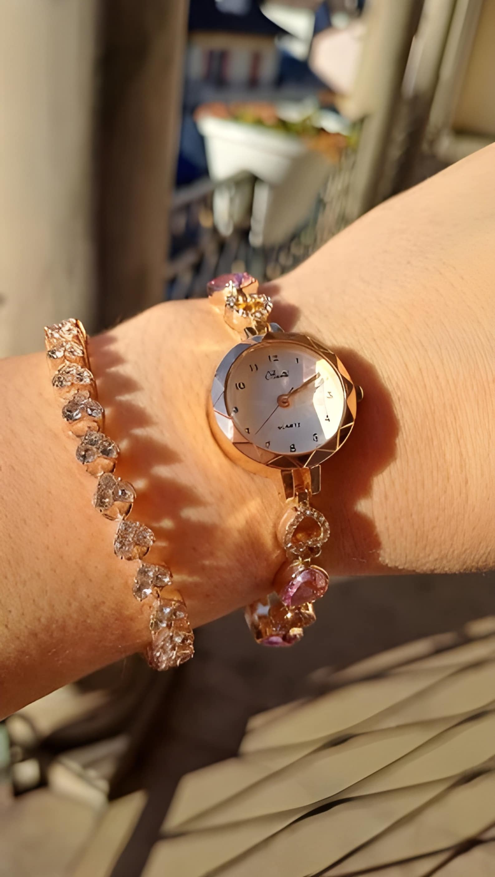 2 Piece Vintage Gold Womens Dainty Watch With Bracelet Watch for Women ...