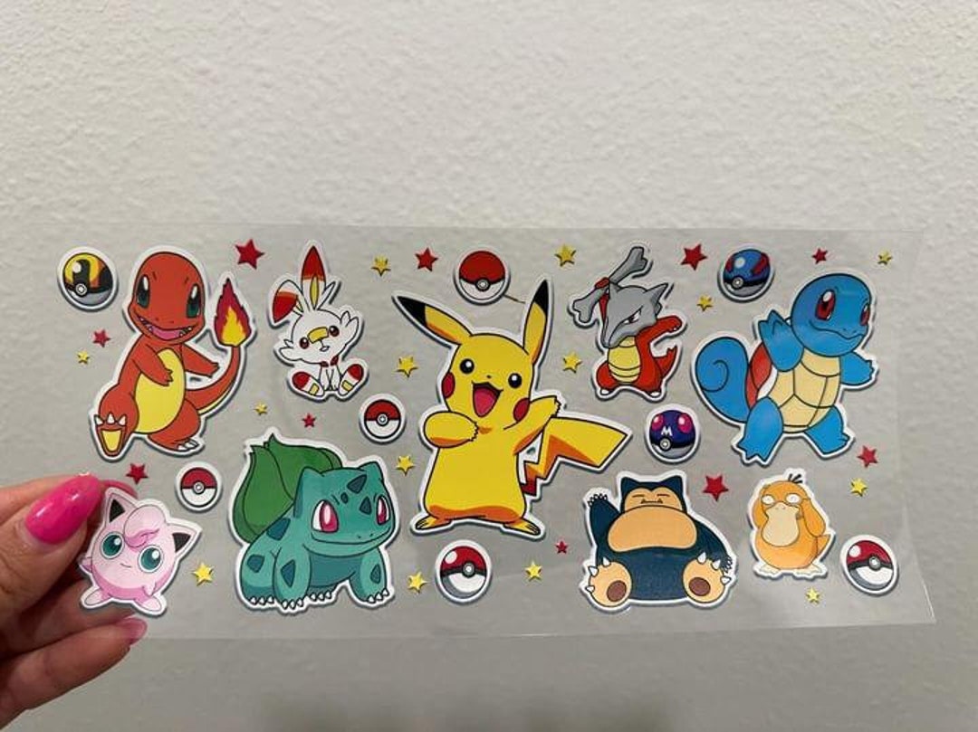Pikachu and Friends UV DTF Wrap Transfer 16oz No Heat Needed Waterproof ...