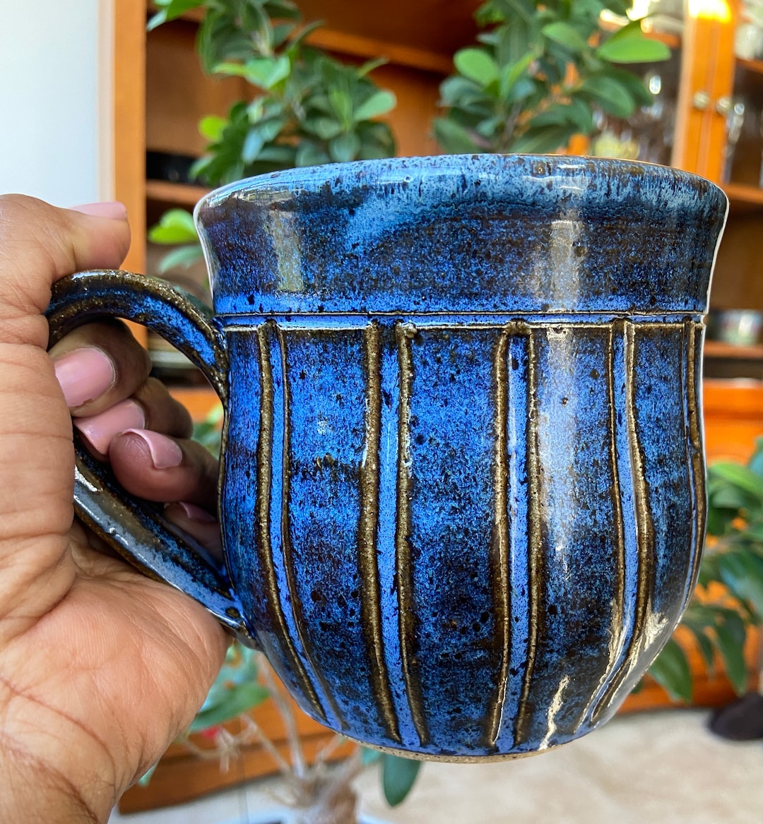 Pottery Mug, Handmade, Blue, Wheel Thrown, Ceramic, Large 20 Oz - Etsy