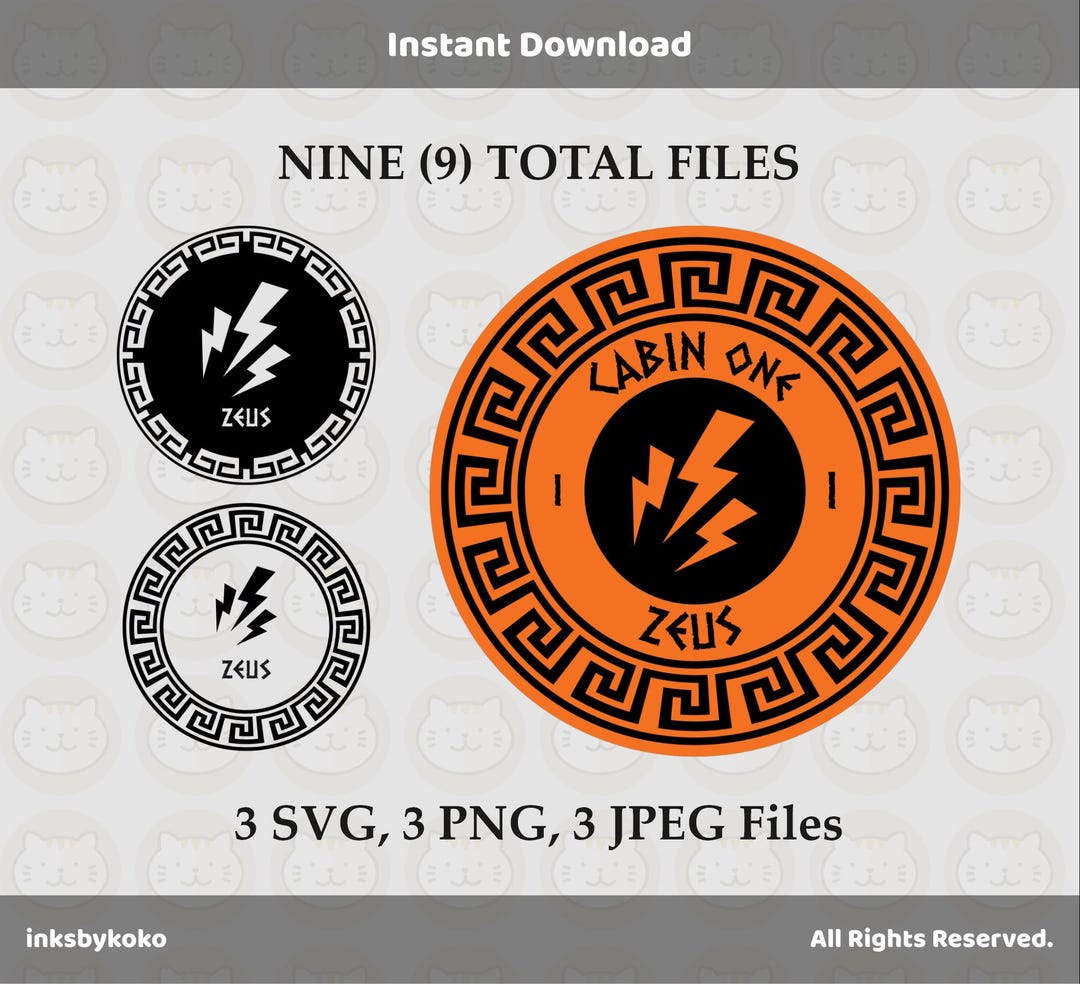 Zeus Set 3 Designs Editable Percy Jackson Zeus Cabin, Perfect for DIY ...