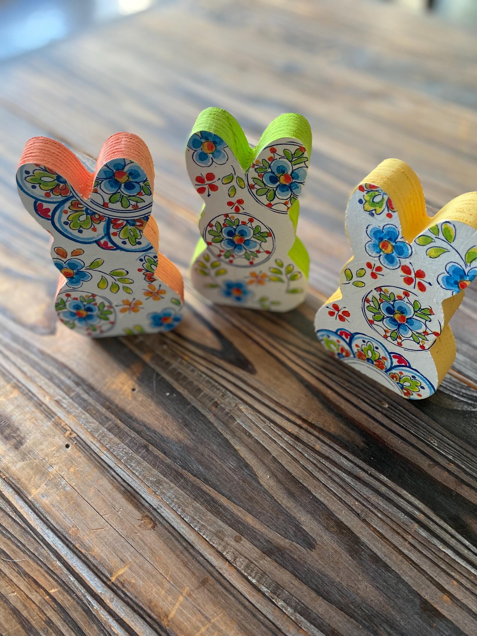 Wooden Bunny Cut Out With Custom Painted Sides and Mod Podge Center. - Etsy