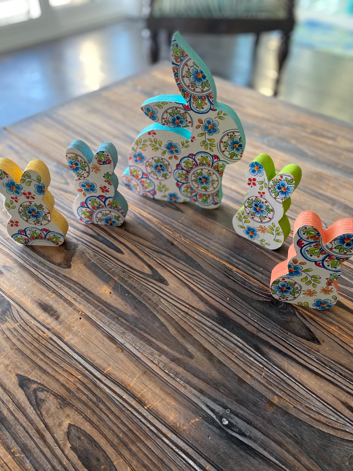 Wooden Bunny Cut Out With Custom Painted Sides and Mod Podge Center. - Etsy