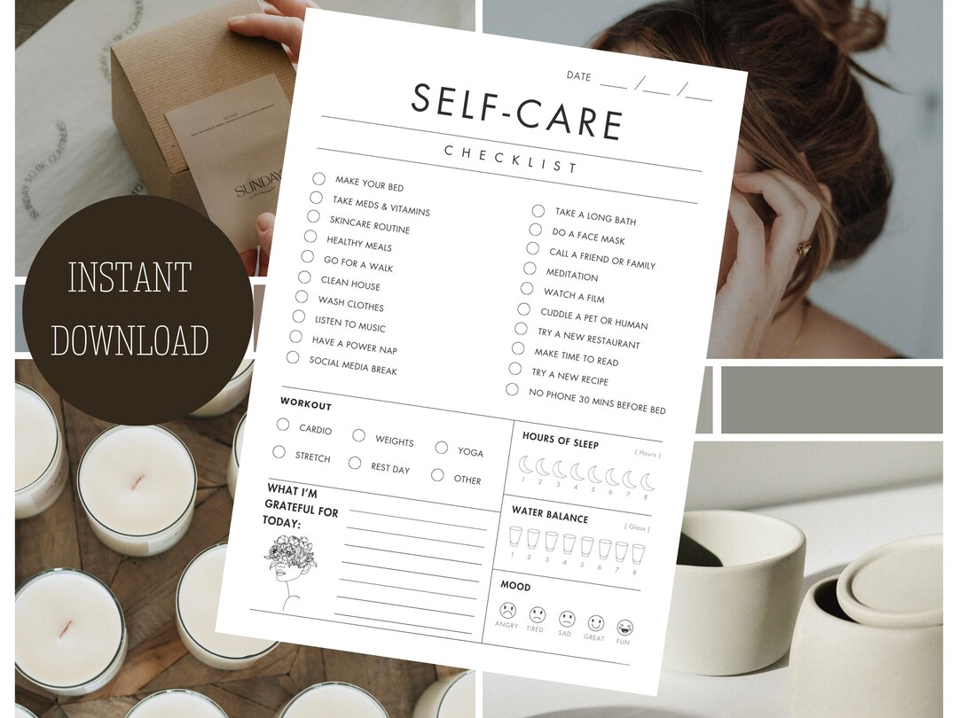 Self-care Planner Self-care Check-list Well-being Check-list Printable ...
