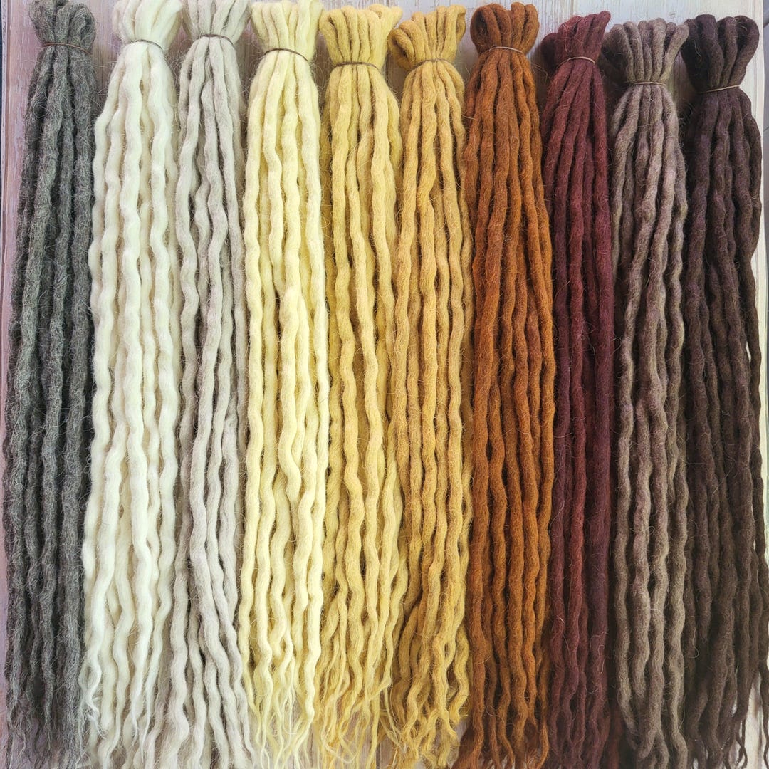 5 DE Wool Dreadlocks Braid-in Base Sets Filler Locs Natural Colors ...