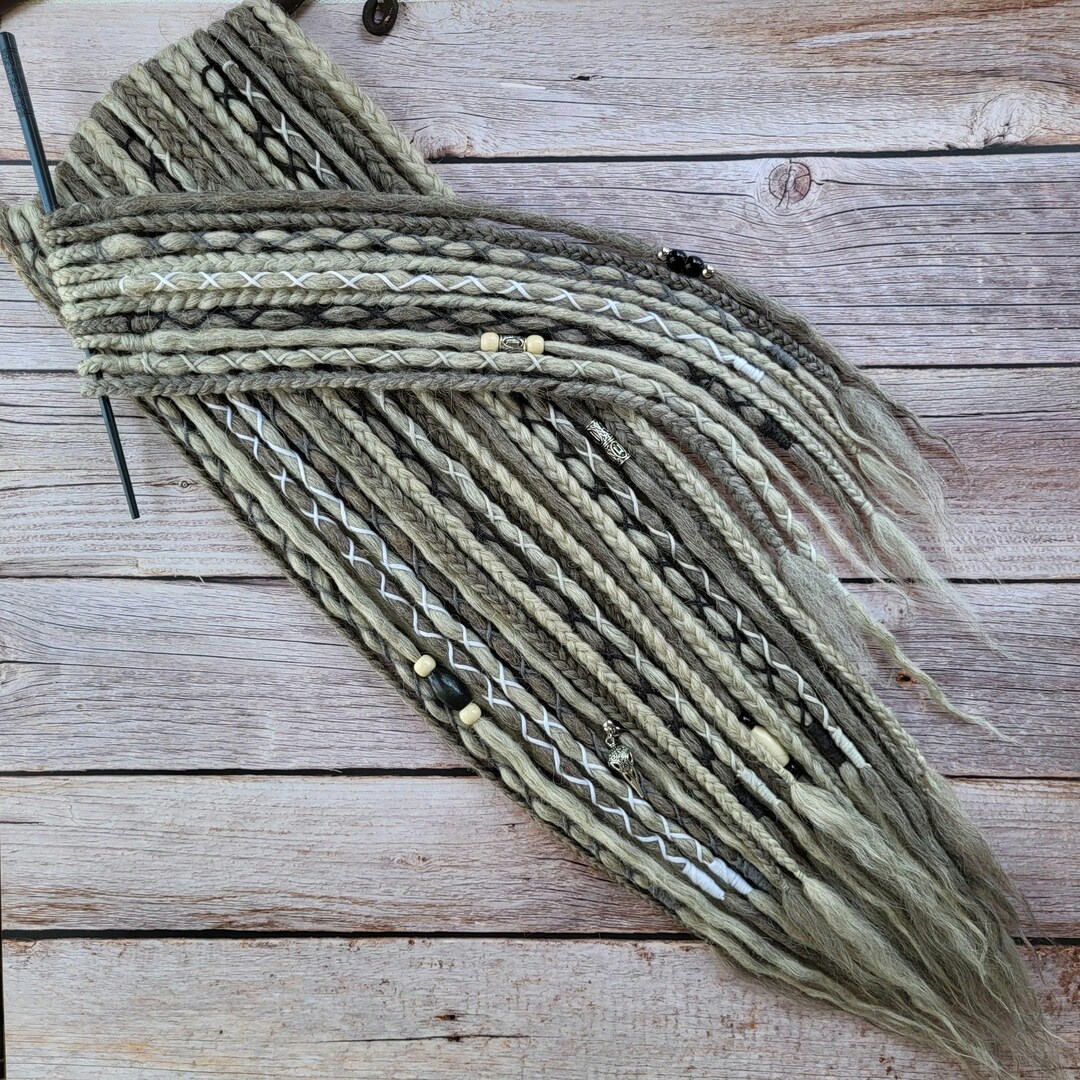 DE / SE "salty" Wool Viking Dreadlock Extensions Braid-in Accent or ...