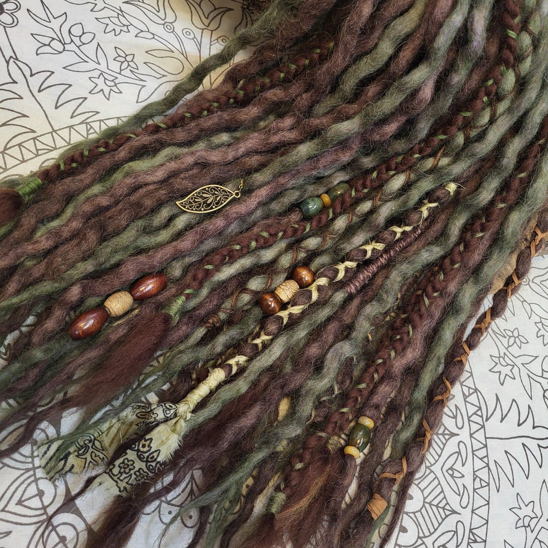25DE Premade Wool Dreadlocks Braid-in Partial/half Set forest Elf ...