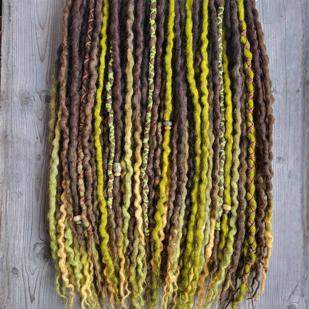 50DE "swamp Goddess" Wool Dreadlock Extensions Braid-in Full Set ...