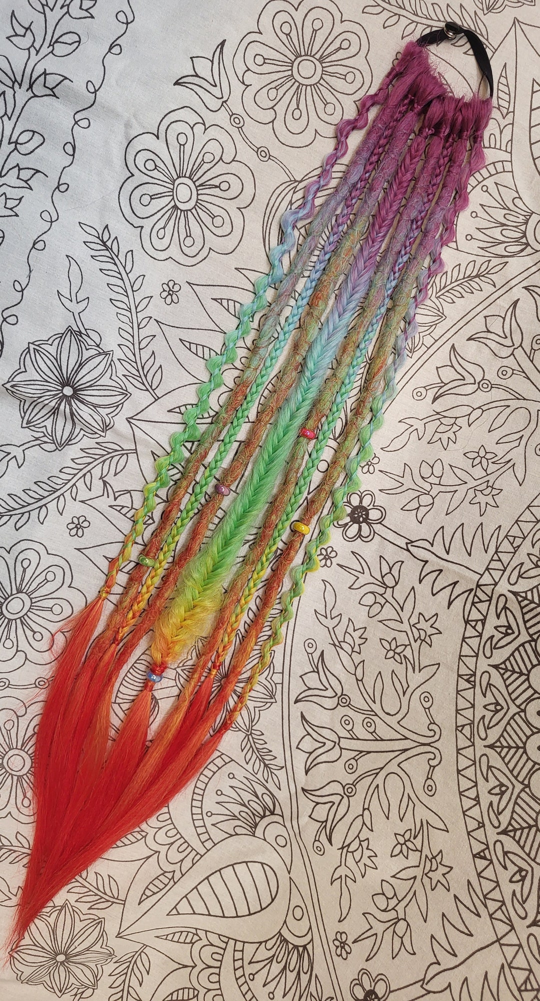 Premade Reverse Rainbow Accent Extensions 9 SE Synthetic Dreadlocs and ...