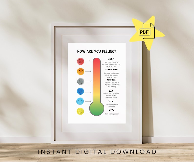 Feelings Thermometer Chart – Printable Emotional Regulation Tool for ...