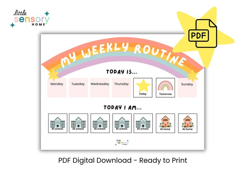 Kids Visual Schedule Printable – Weekly Routine Chart for Preschool ...