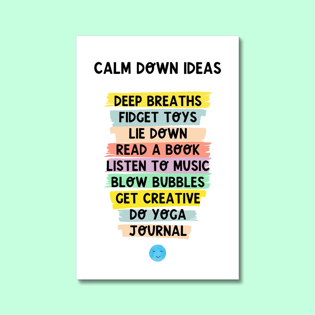 Calm Down Corner Poster – Emotional Regulation Chart for Kids, Sensory ...