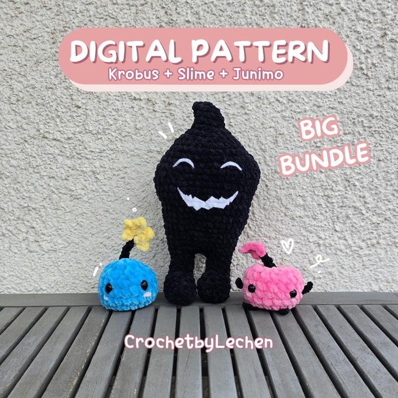 Stardew Pattern Bundle | Krobus + Junimo + Slime | Crochet Pattern [PDF ...