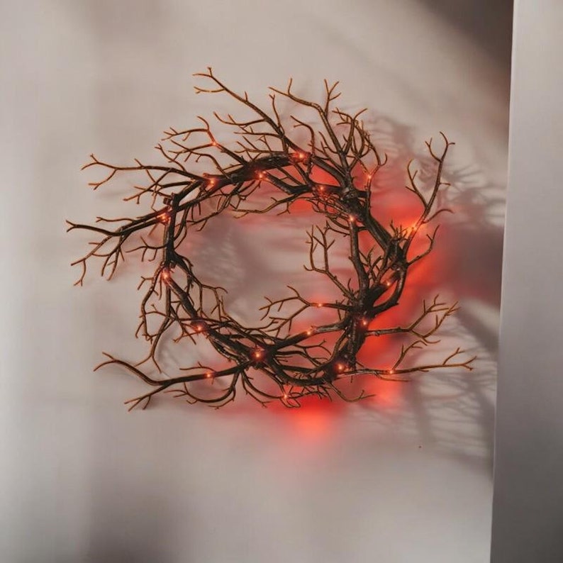 Halloween Wreath, Decorative Halloween Door Wreath, Spooky Twigs Wreath ...