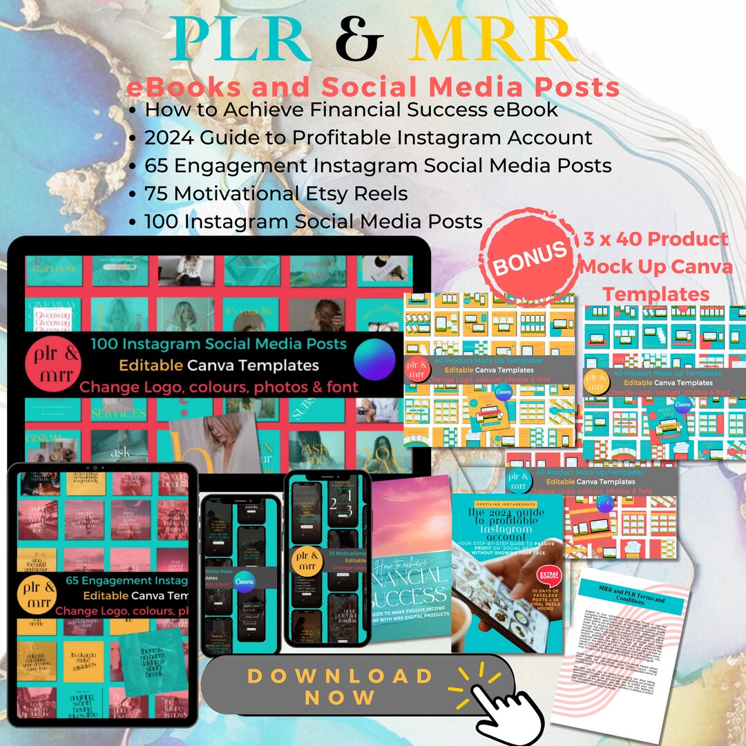 PLR & MRR Instagram Collection BONUS 3 X 40 Etsy Product Mock up Canva ...