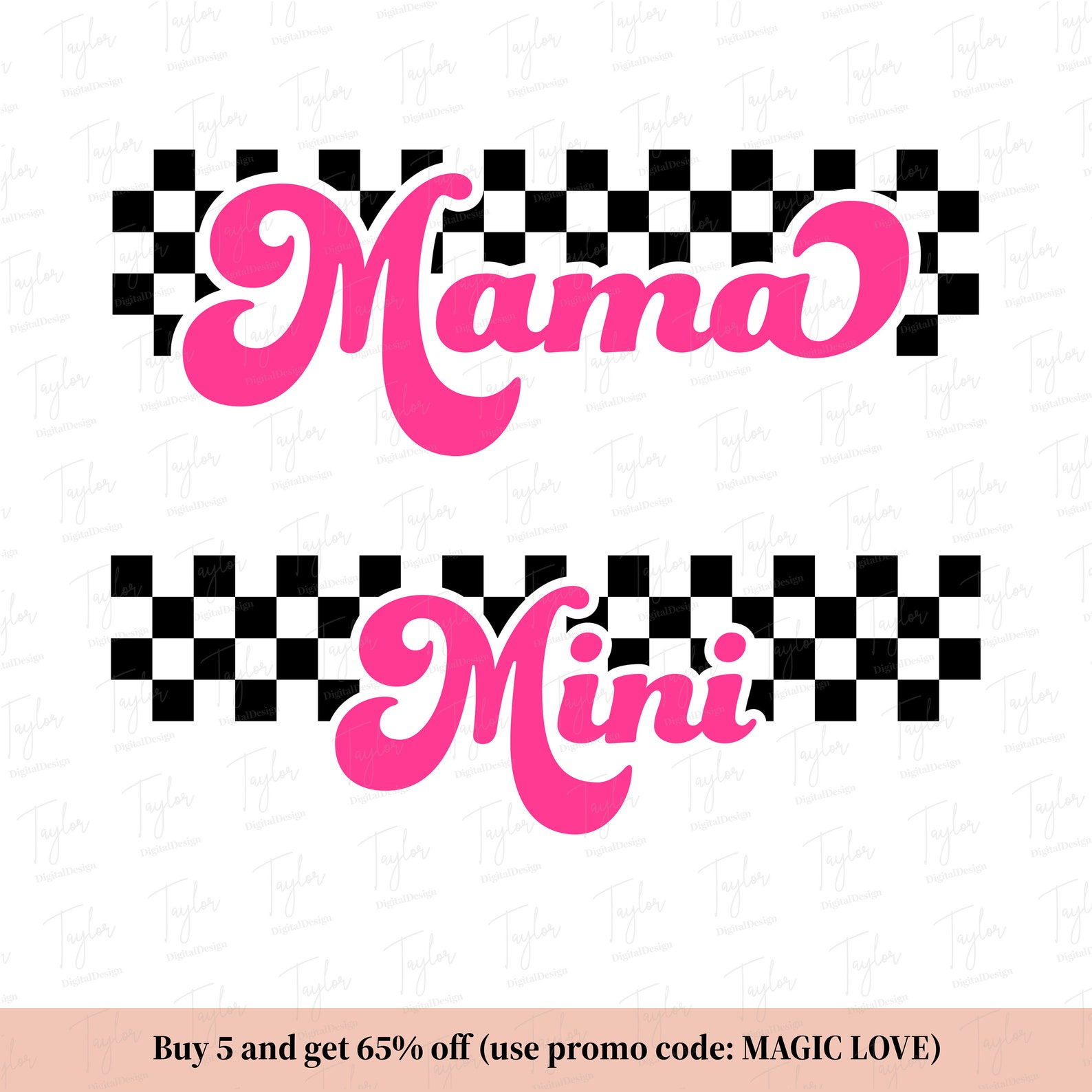Mama Mini SVG PNG Mama Mini Retro PNG, Mommy and Me Svg, Checkered Mama ...