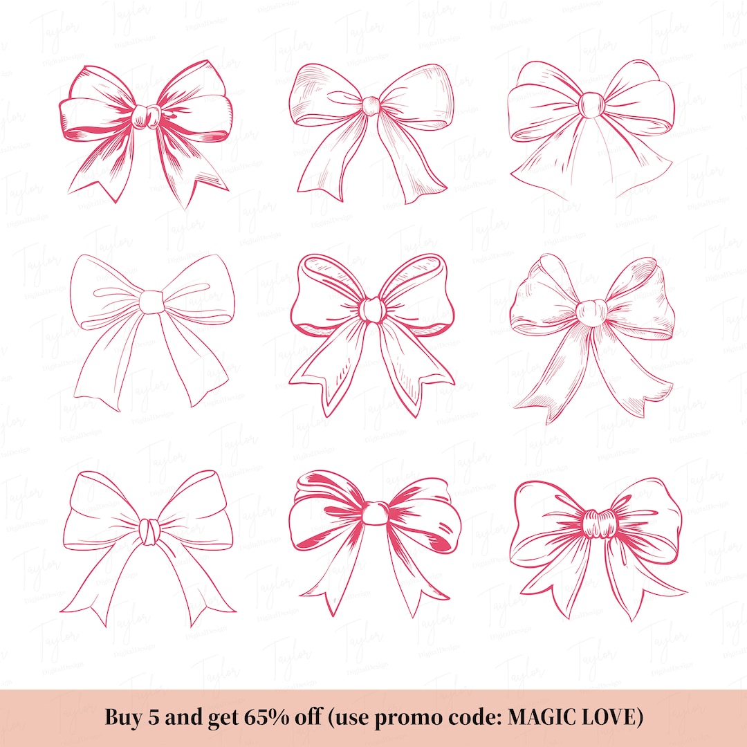 Ribbon Bow SVG Bundle, Coquette Bows Svg, Minimalist Girly Aesthetic ...