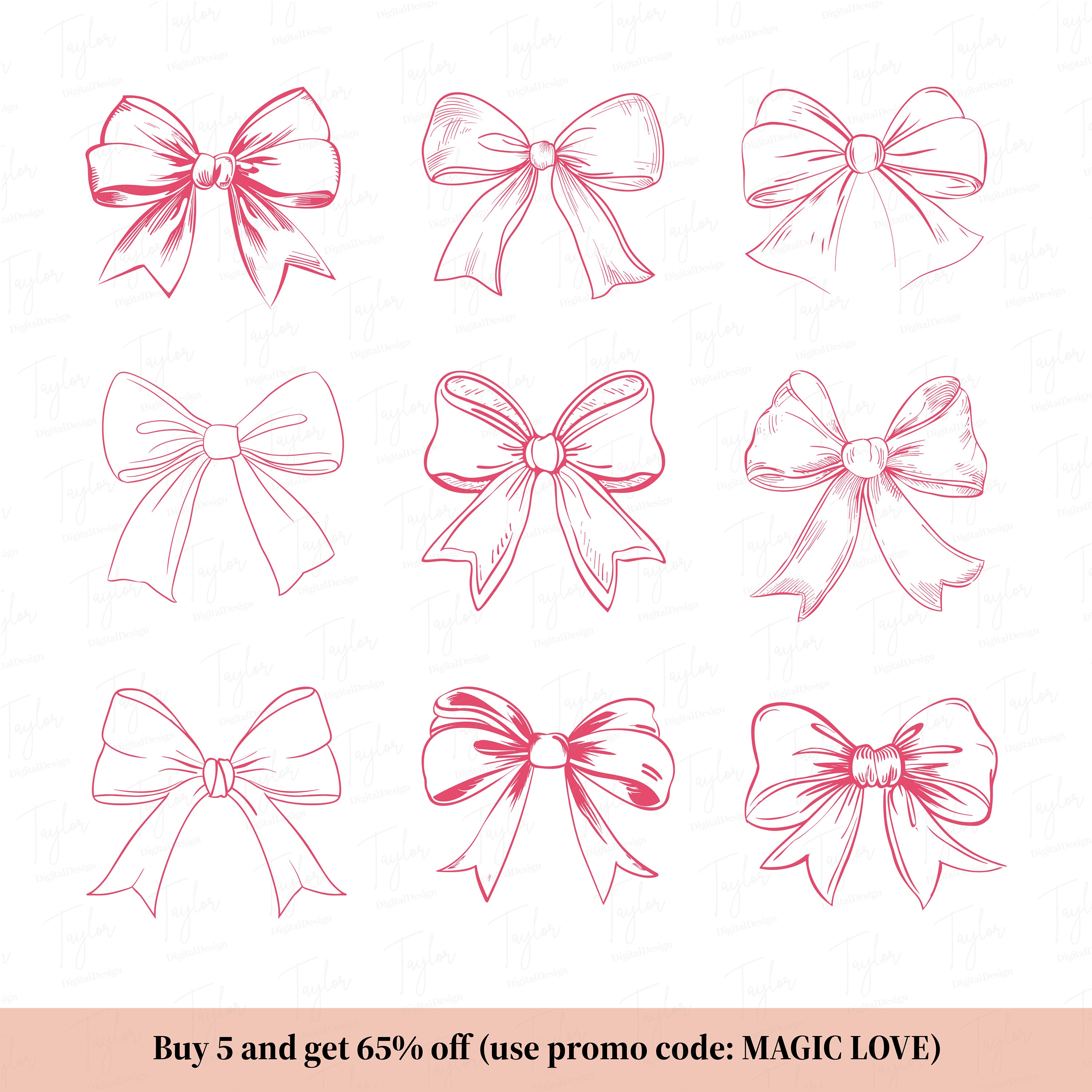 Ribbon Bow SVG Bundle, Coquette Bows Svg, Minimalist Girly Aesthetic ...