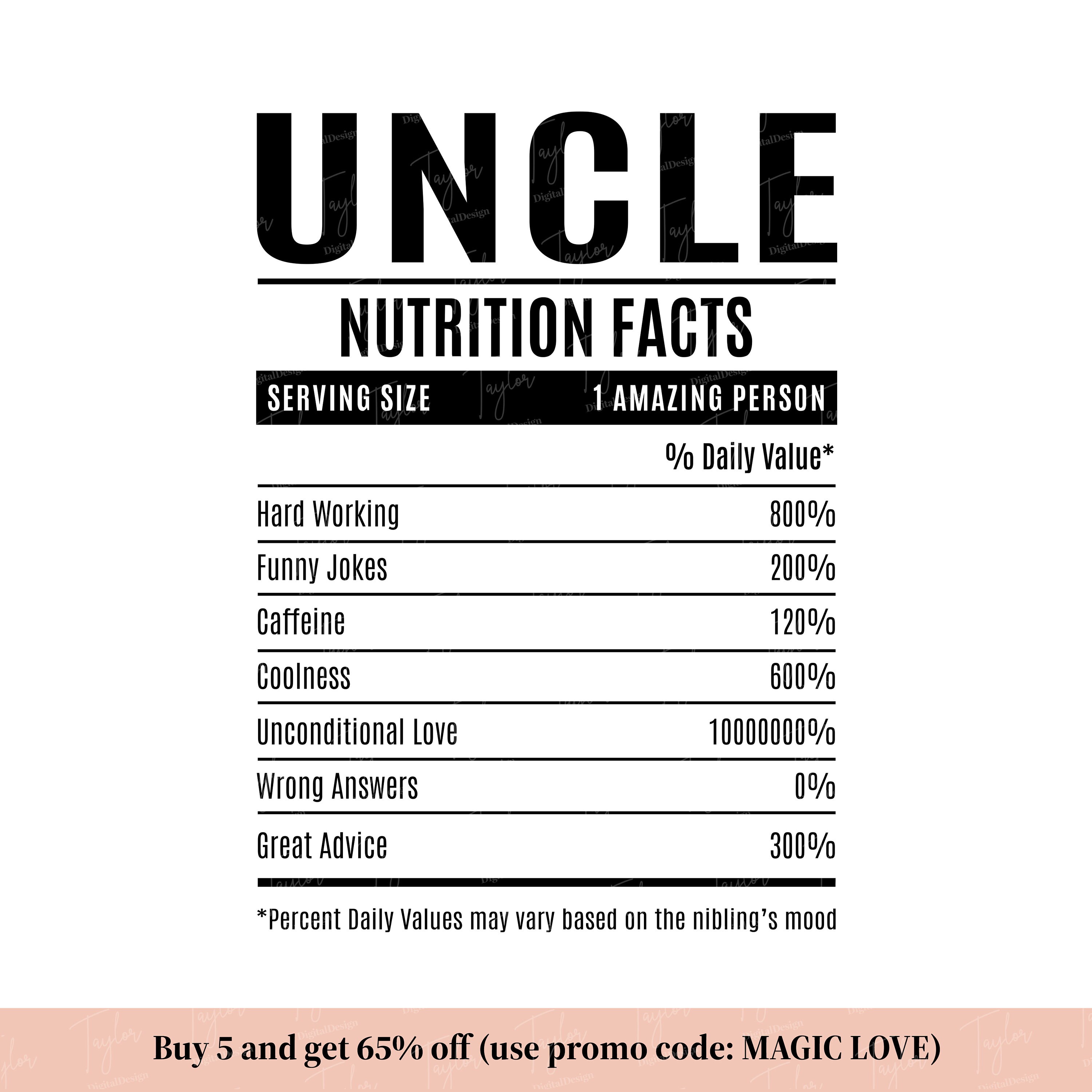 Uncle Svg, Funny Uncle Png, Nutritional Facts Uncle Design, Funny Svg ...