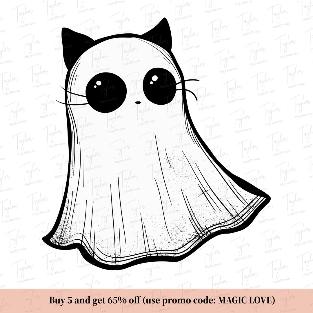 Сute Ghost Cat Png, Ghost Cat Svg, Halloween Cat Svg, Spooky Season Png ...