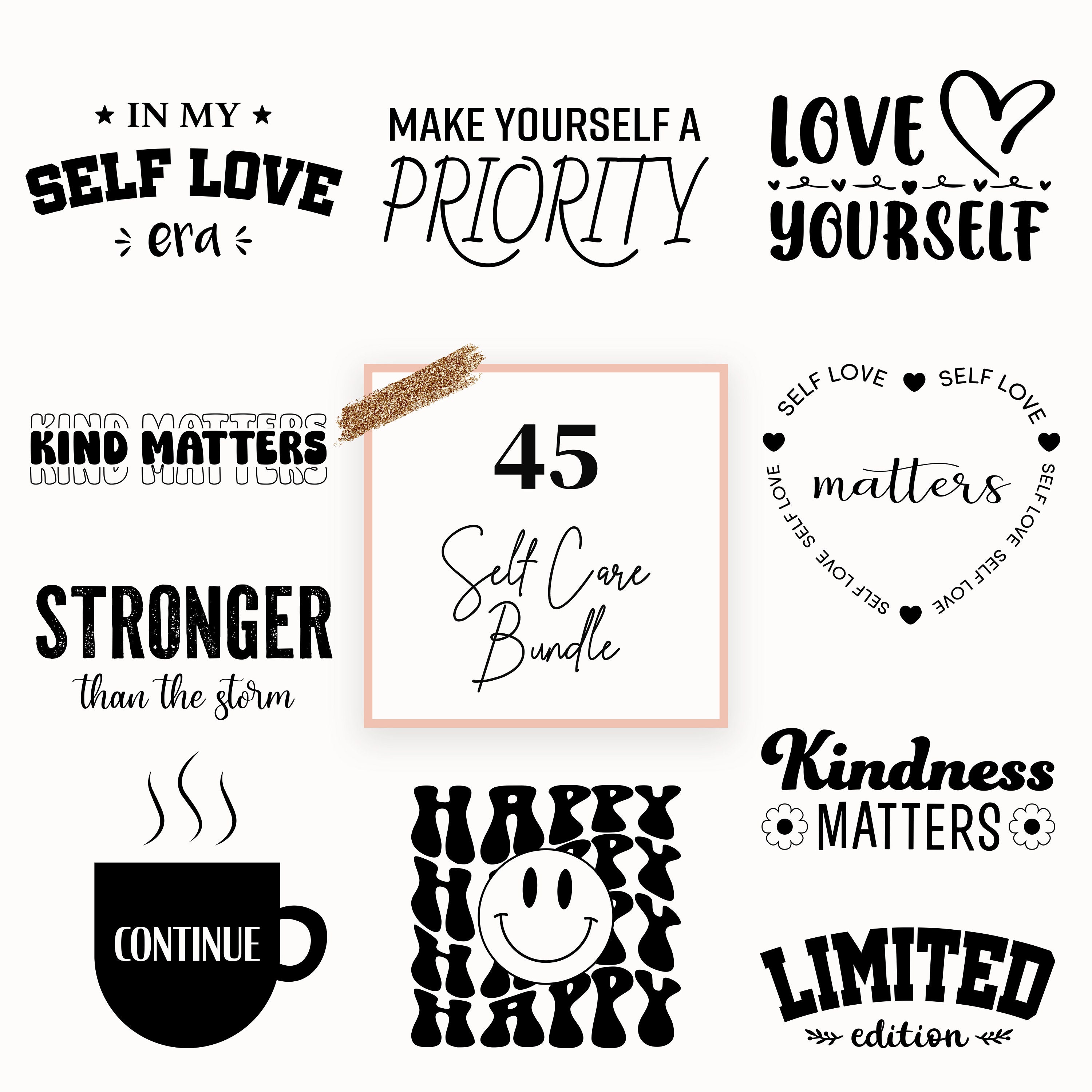 Self Love SVG Bundle, Inspirational Svg Bundle, Motivational Svg, Love ...