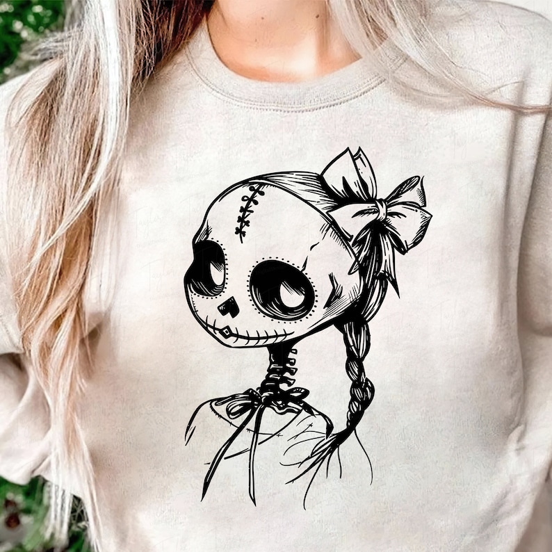 Cute Skull Svg, Cute Skeleton Svg, Gothic Girl Svg, Spooky Season Svg ...