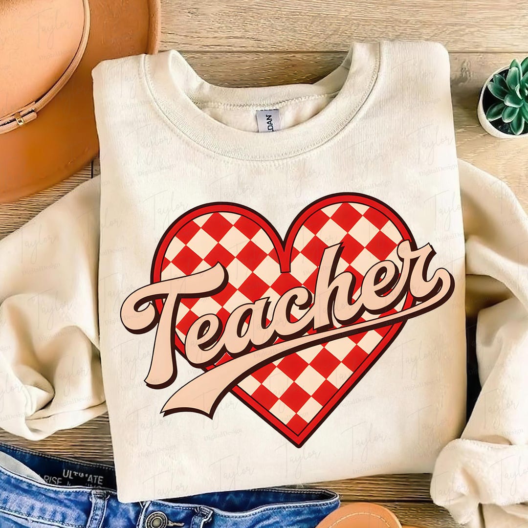 Checkered Teacher Png Design, Teacher Gift Png, Retro Teacher Shirt ...