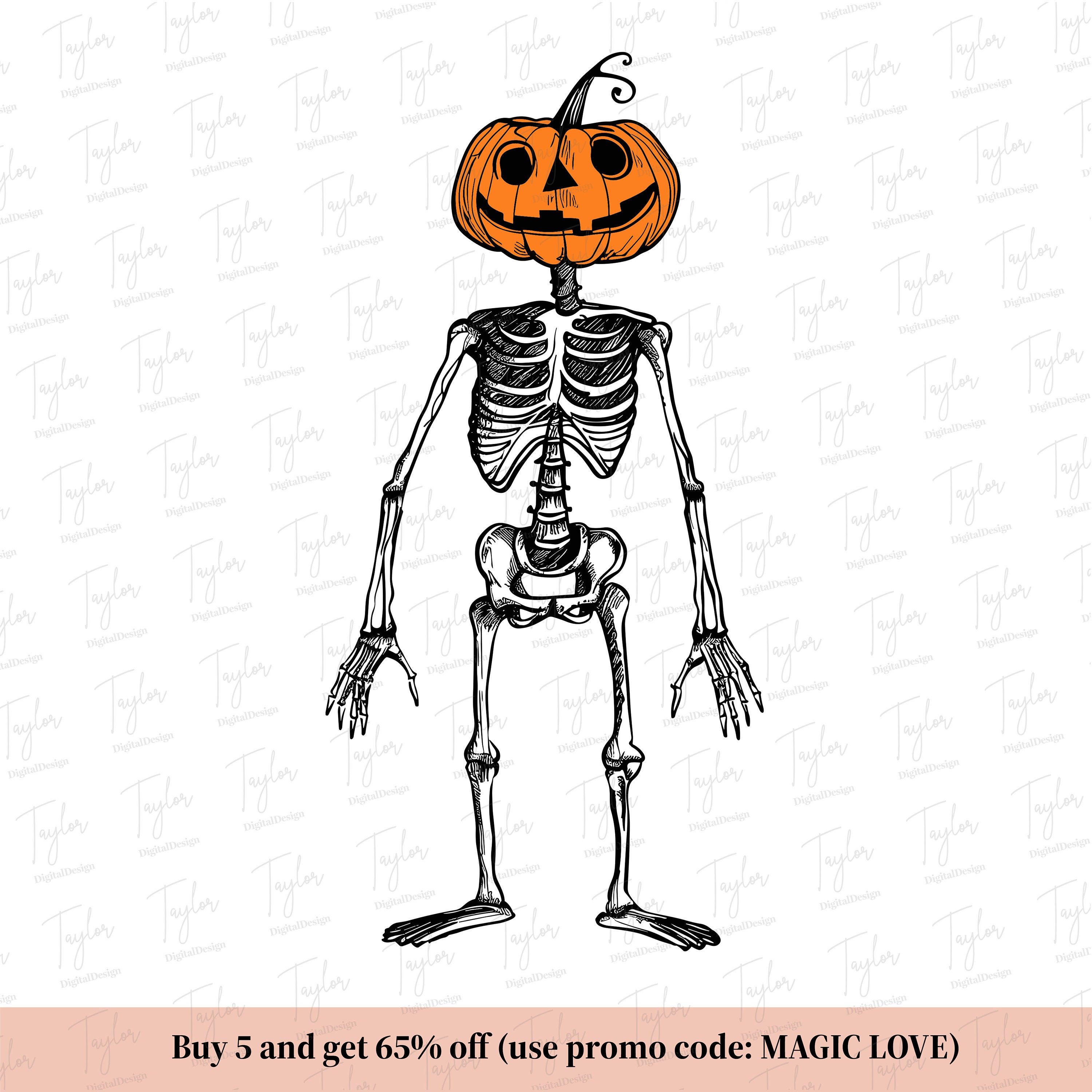 Halloween Skeleton Svg, Spooky Season Png, Pumpkin Skeleton Svg, Spooky ...