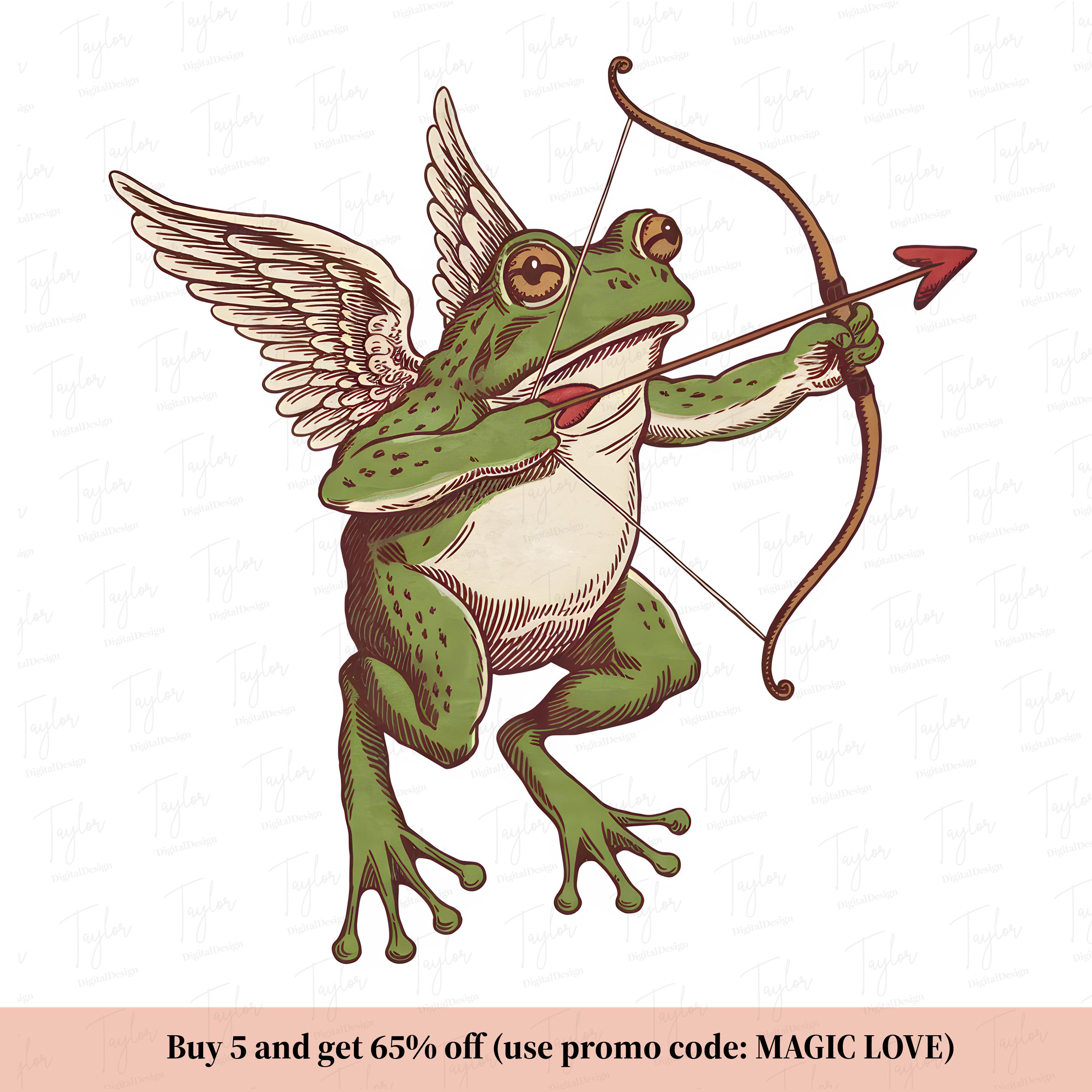 Valentine Frog Png, Vintage Valentine Png, Retro Cupid Png, Valentine's ...