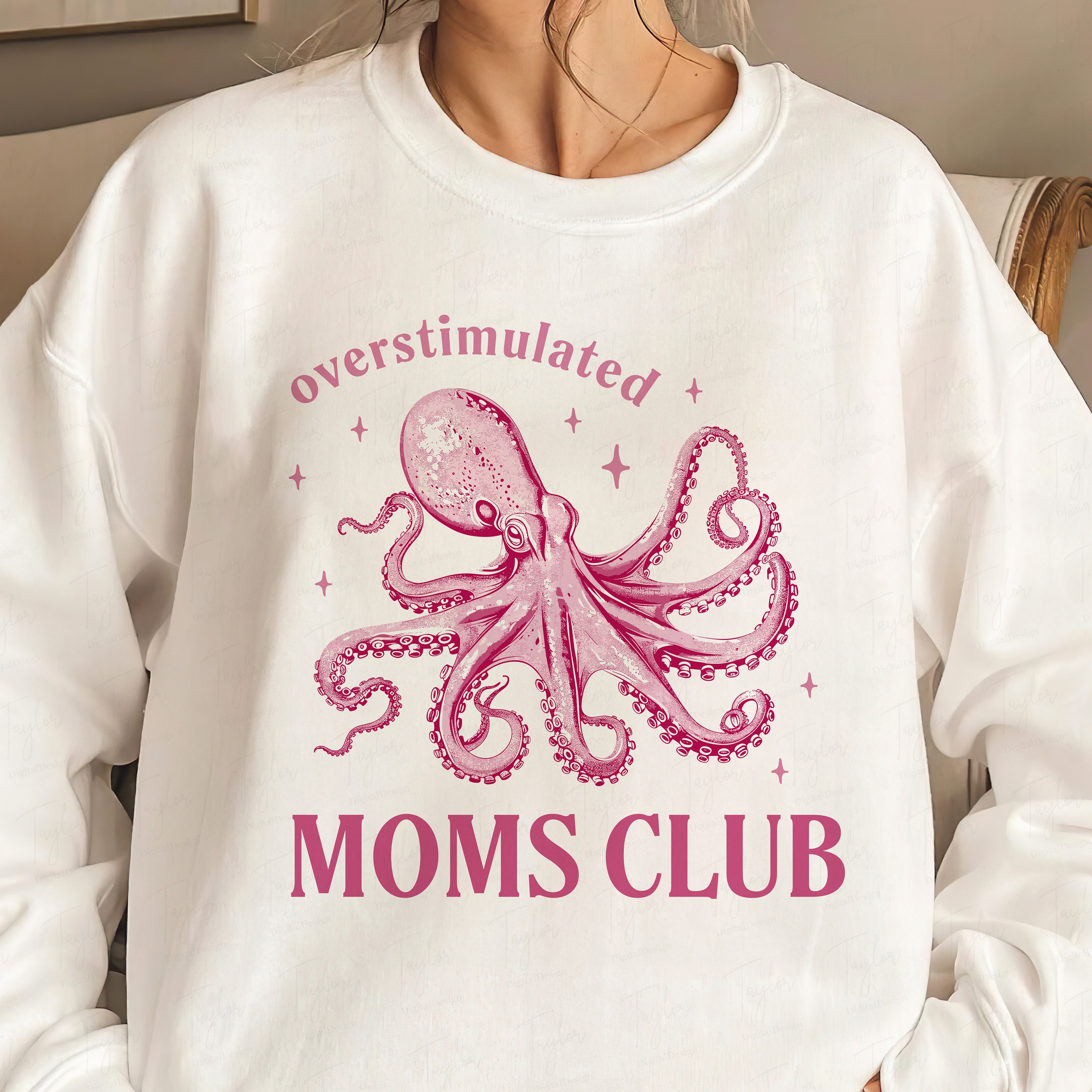 Retro Octopus Moms Club Svg Png, Overstimulated Moms Svg, Mom Anxiety ...