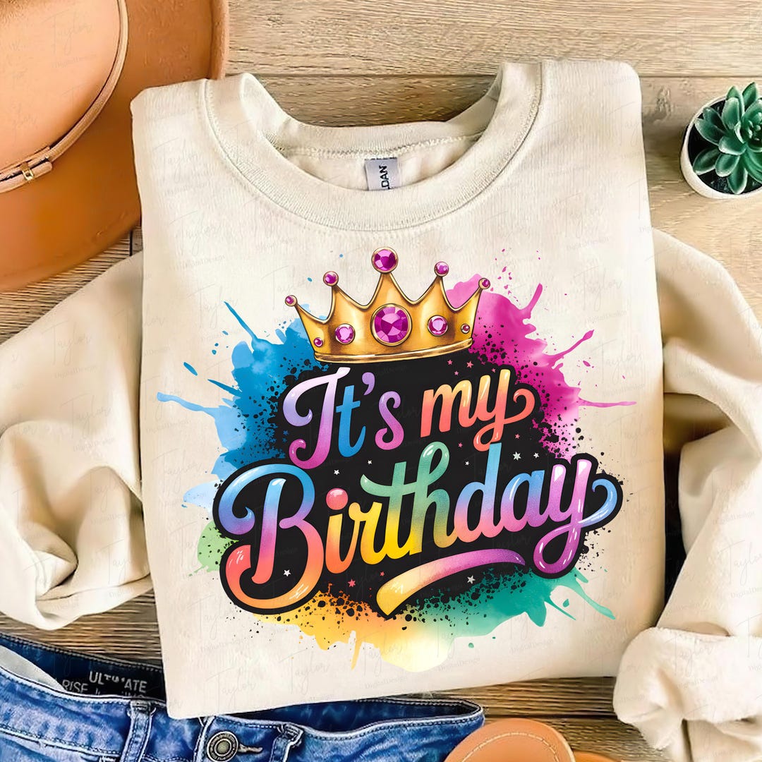 Watercolor Birthday Png, It's My Birthday Design Png, Rainbow Birthday ...