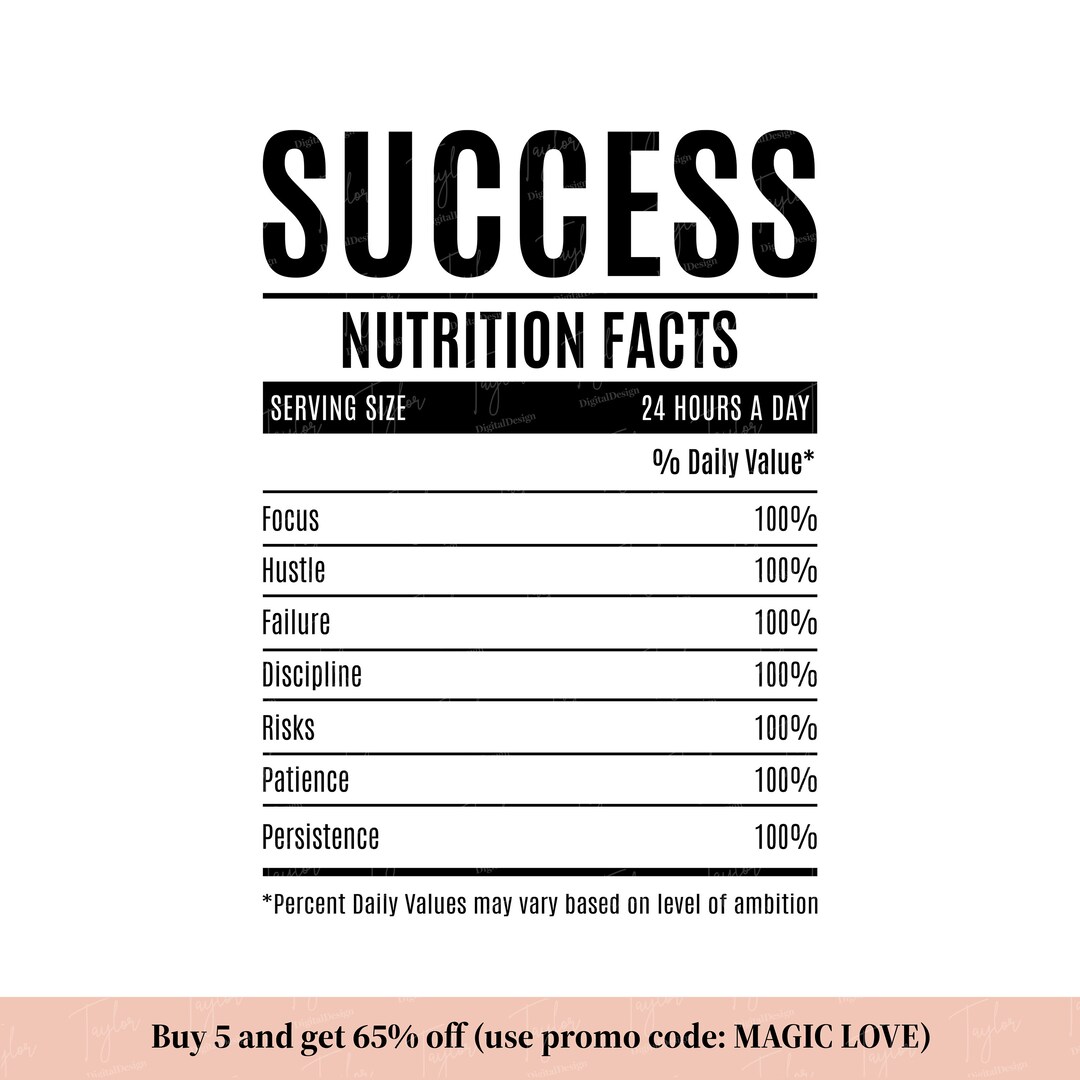 Success Svg, Success Png, Nutritional Facts Success, Funny Svg, Inspire ...