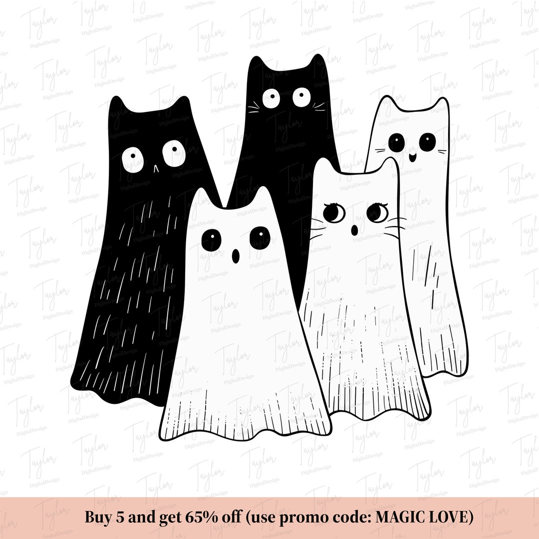 Сute Ghost Cat Png, Ghost Cat Svg, Halloween Cat Svg, Spooky Season Png ...
