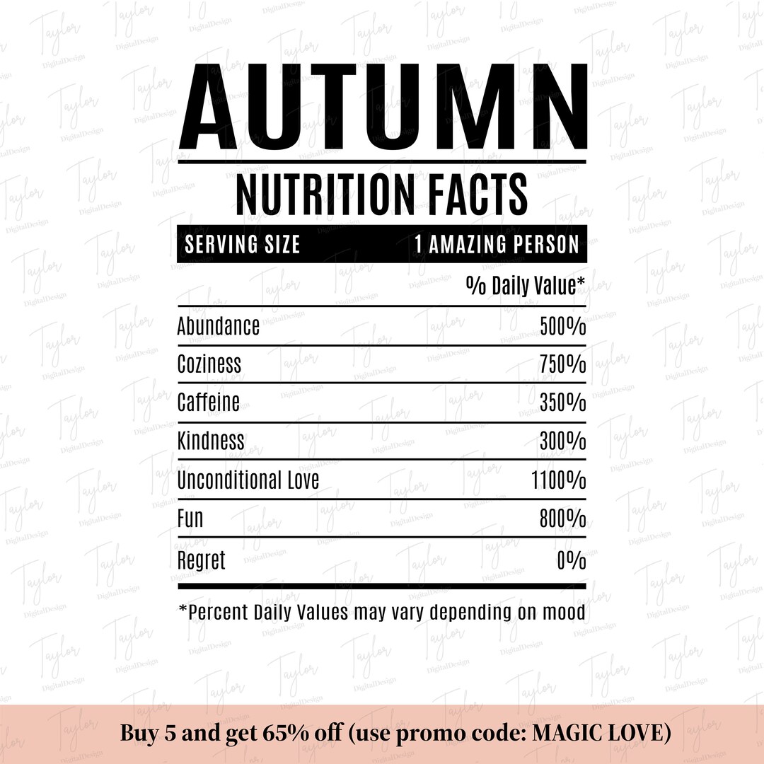 Autumn Svg, Autumn Png, Nutritional Facts Autumn Design, Funny Svg ...