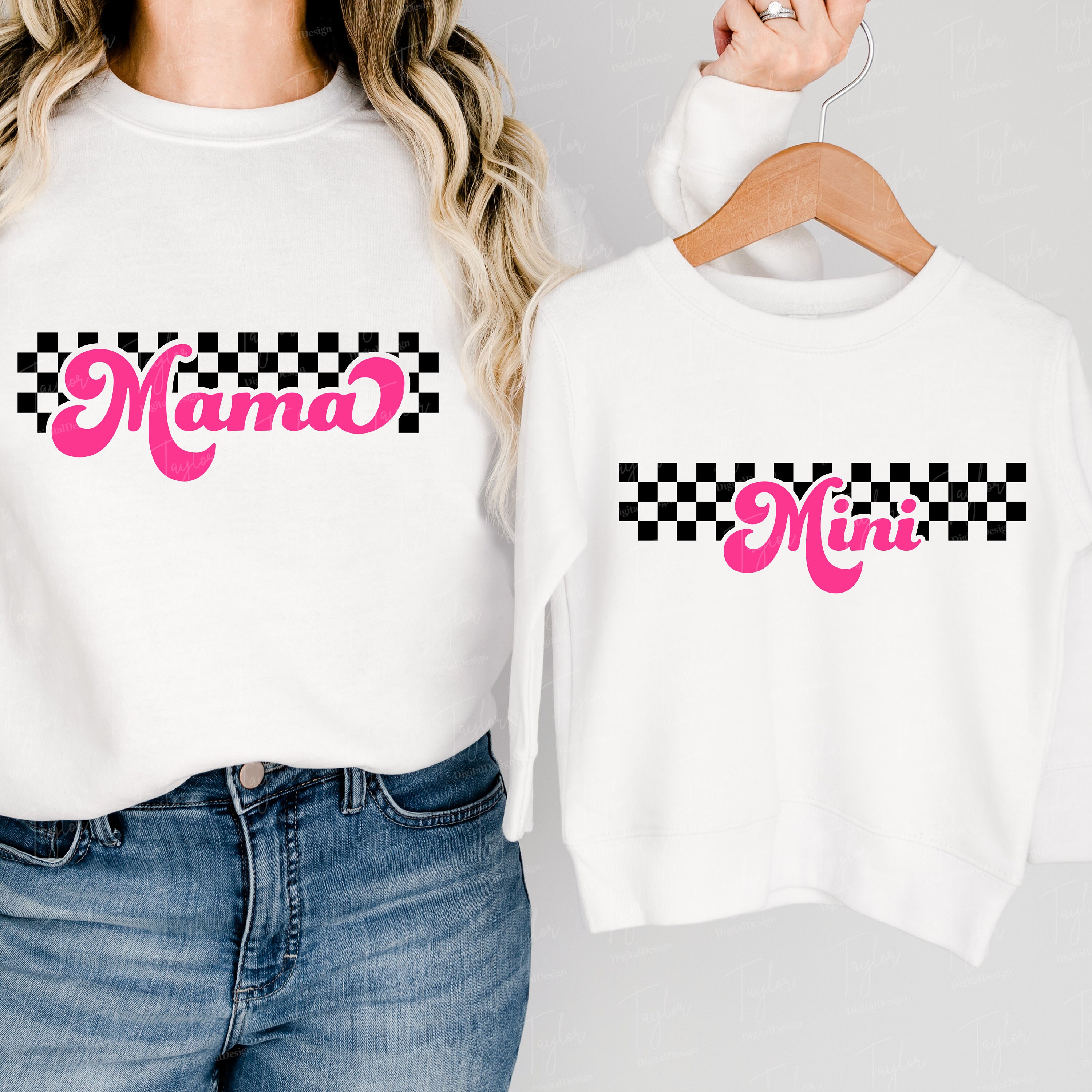 Mama Mini SVG PNG Mama Mini Retro PNG, Mommy and Me Svg, Checkered Mama ...