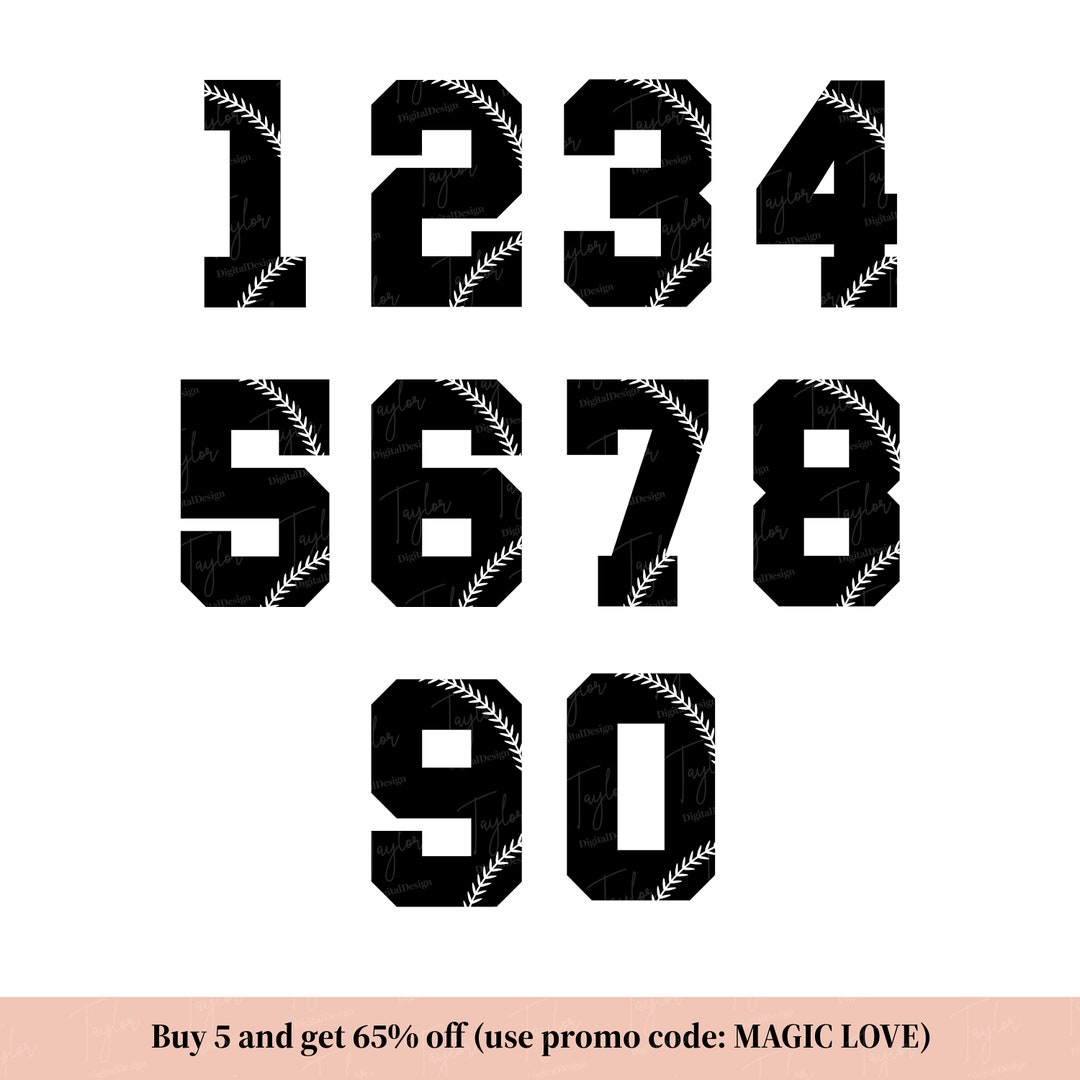 Baseball Numbers, Baseball Svg, Baseball Stitch, Baseball Font Svg ...