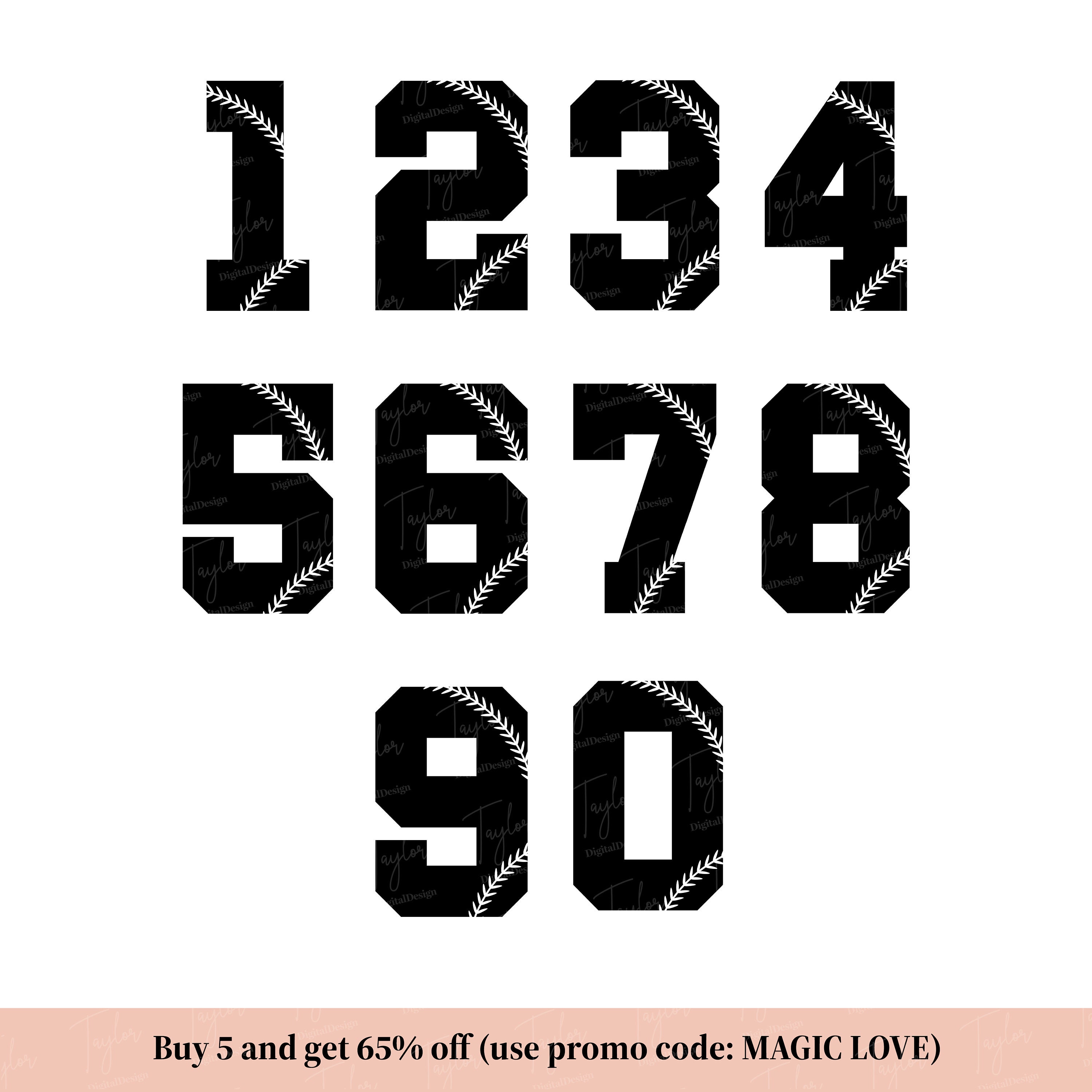 Baseball Numbers, Baseball Svg, Baseball Stitch, Baseball Font Svg ...