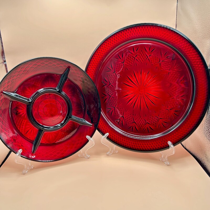 Ruby Glass Platter - Etsy