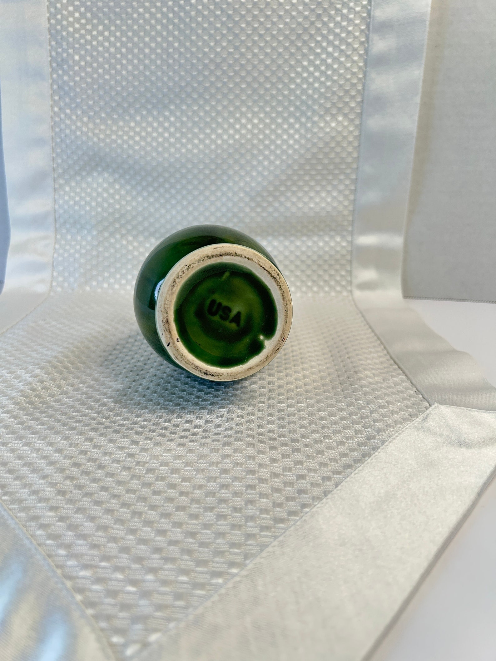 Vintage Green Glaze USA Pottery Vase - Etsy