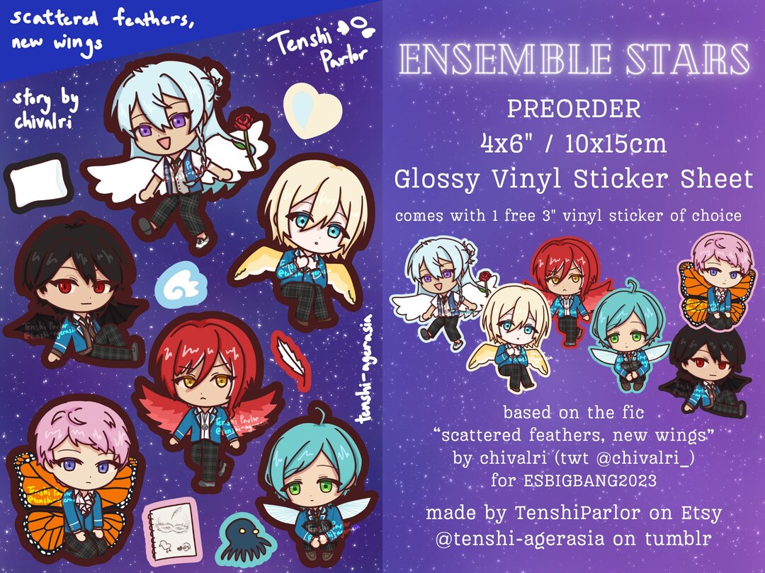 PREORDER Ensemble Stars Wings AU 4x6 Vinyl Sticker Sheet wataru Hibiki ...
