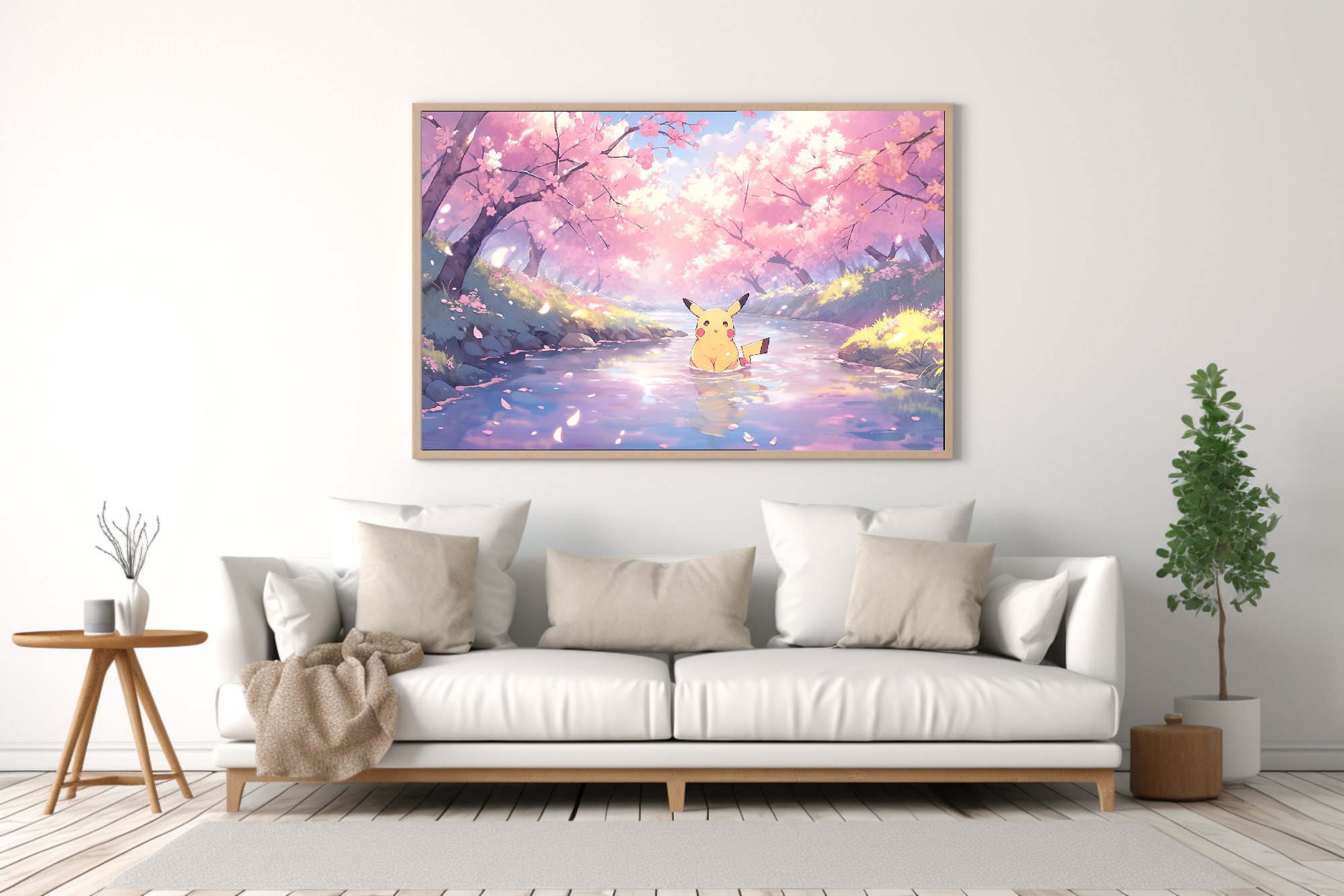 PRINTABLE Pikachu Under Sakura Trees, Japanese Art Style Painting ...