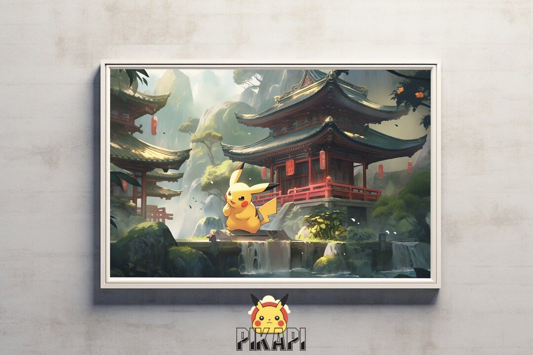 PRINTABLE Pikachu I Na Traditional Chinese Landscape, Japanese Art ...