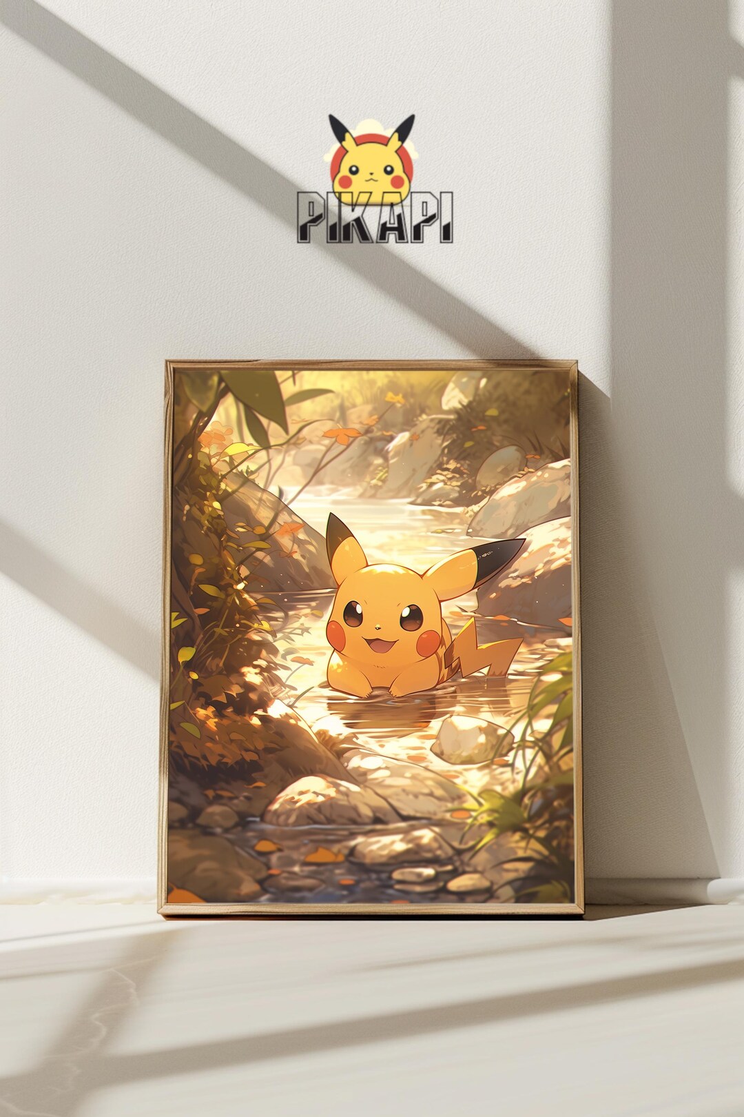 5K Cute Pikachu Swimming in a River , Japanese Art Style Printable ...