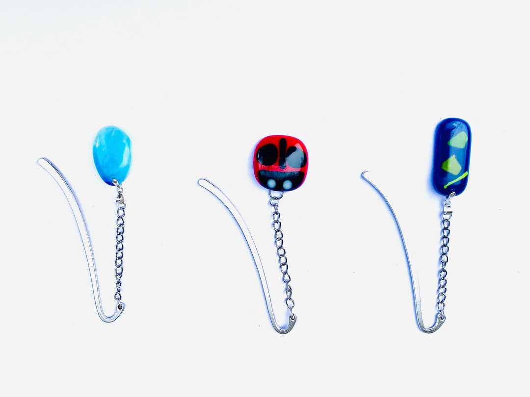 Fused Glass Bookmarks, a Ladybird and Colours of Blue to Mark the Page ...