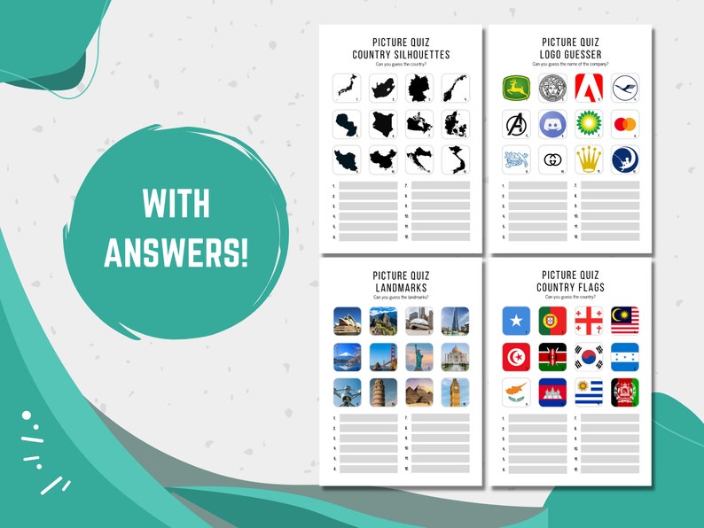 Printable Picture Quiz Pub Quiz Picture Round Trivia Quiz General ...