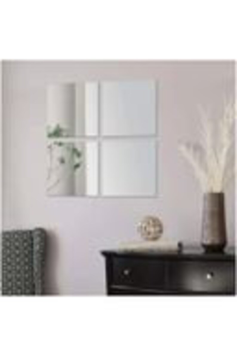 Decorative Square Silver Mirror Plexiglass Wall Ornament Silver ...