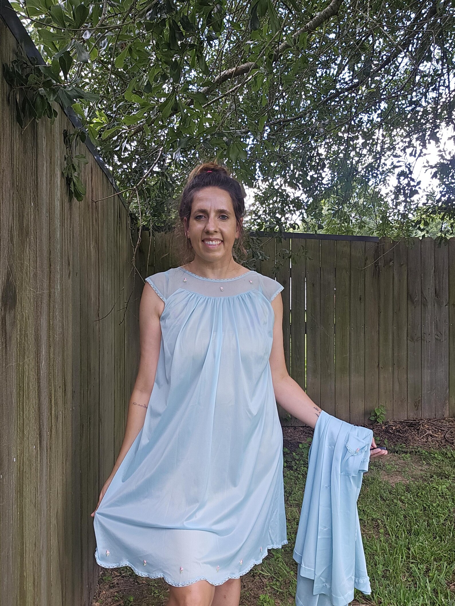 Henson Kickernick Pastel Blue Gown and Robe Set Classic 60s 70s Nylon ...