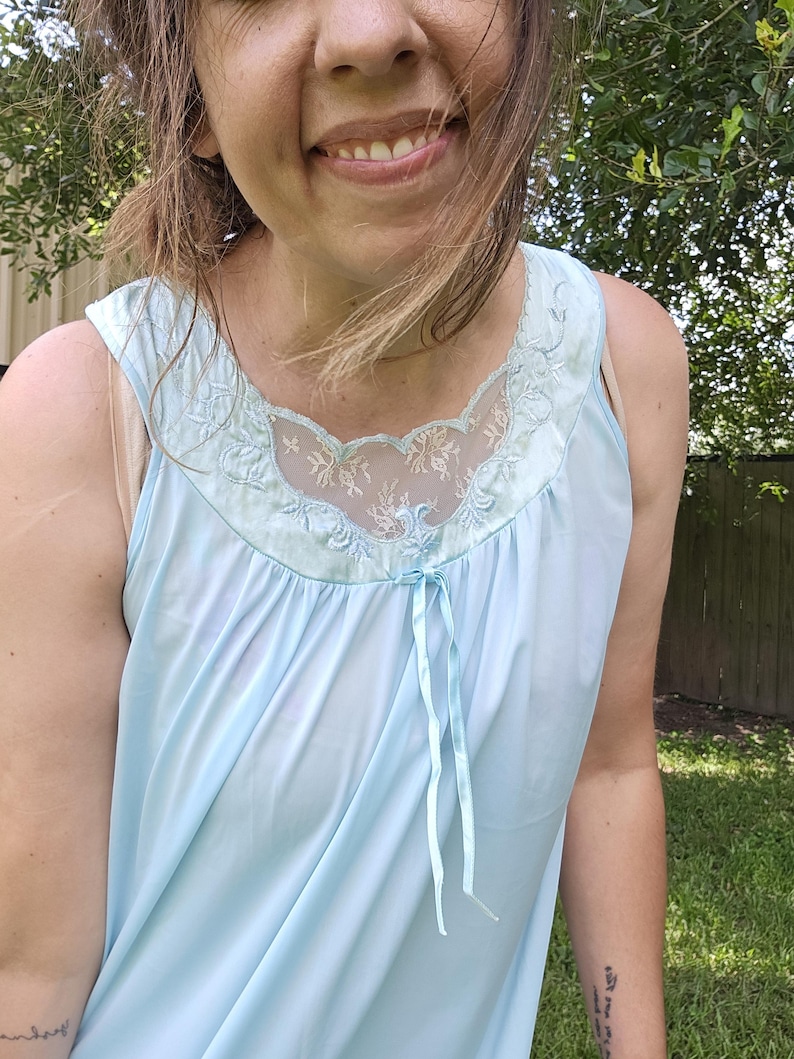 M Miss Elaine Vintage Nightgown Light Blue 80s Classic Etsy