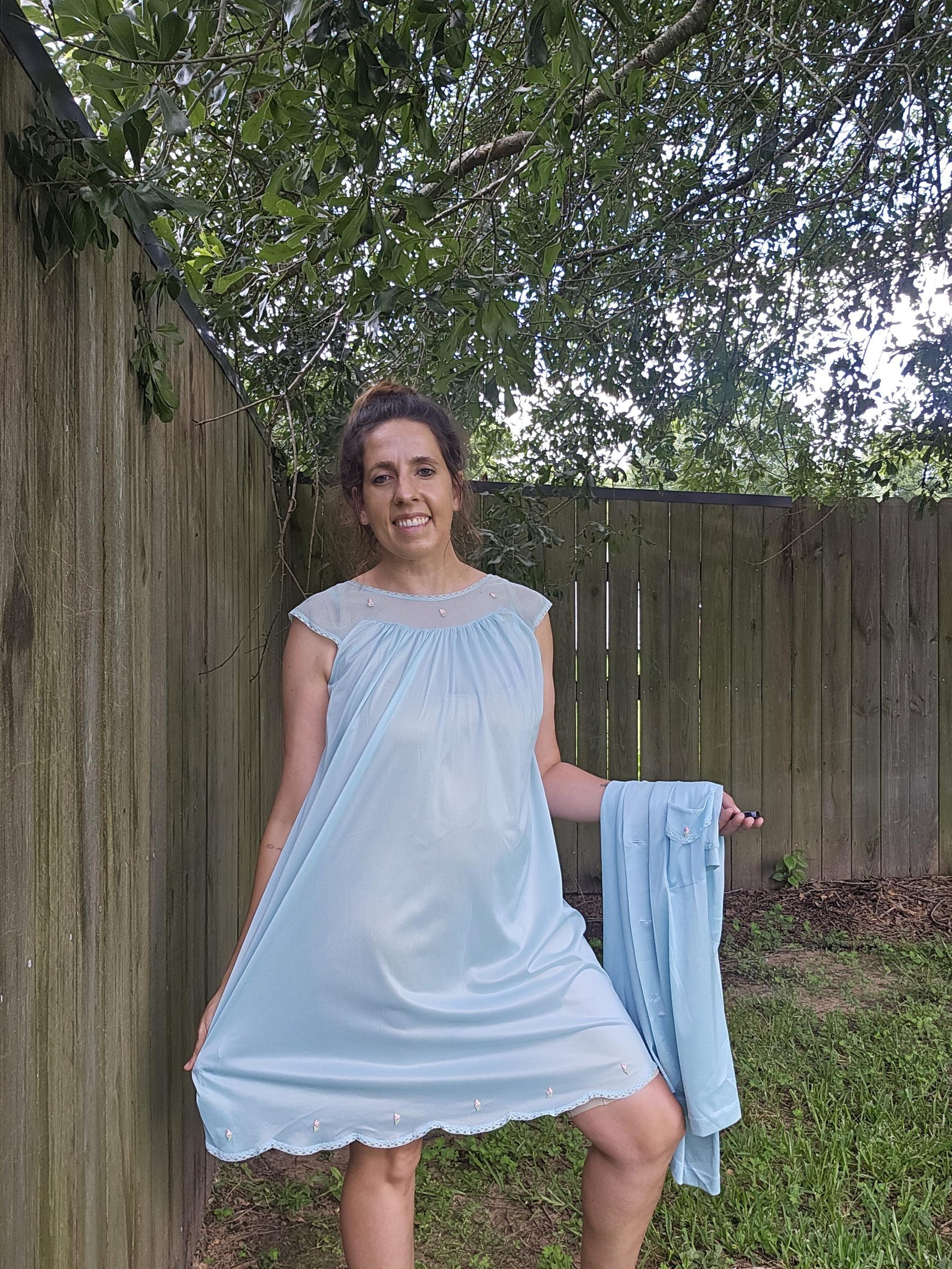 Henson Kickernick Pastel Blue Gown and Robe Set Classic 60s 70s Nylon ...